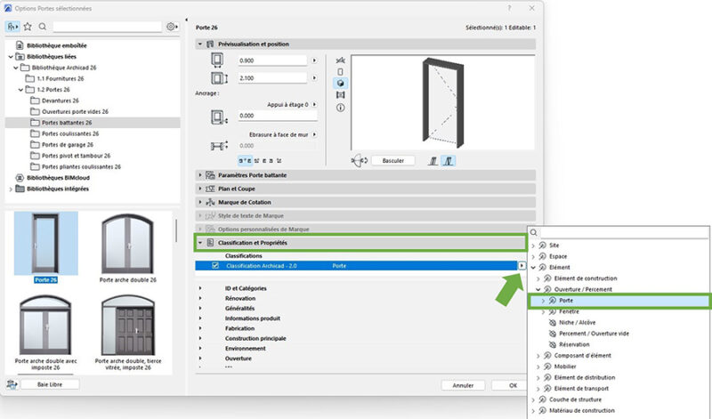 Classification Archicad et Type IFC > Association automatique BiM.